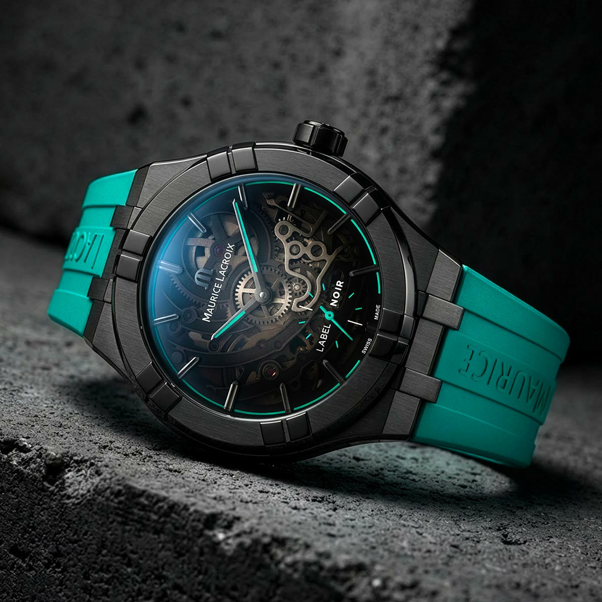 Maurice Lacroix Aikon Skeleton 45mm Label Noir AI6028-DLB0B-030-H ...